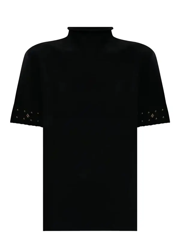 TWINSET Embellished Mock-neck T-shirt - Black