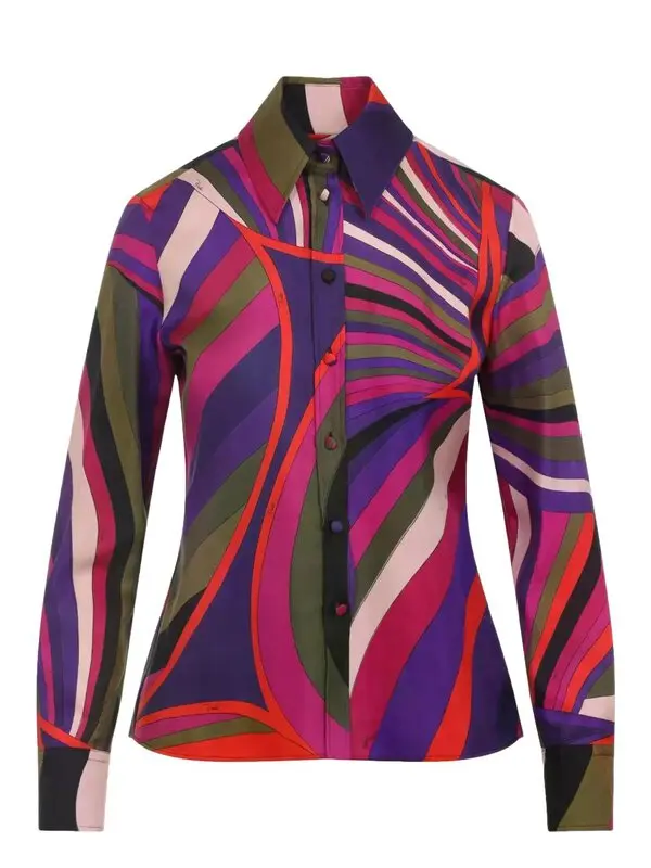 Emilio Pucci Abstract-print Silk Shirt - Purple