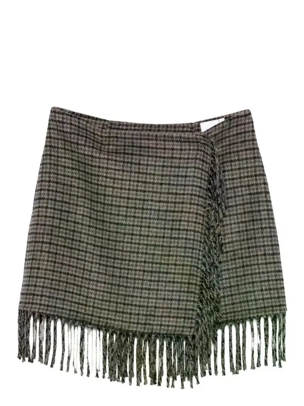 P.a.r.o.s.h Checked Fringe Skirt - Grey