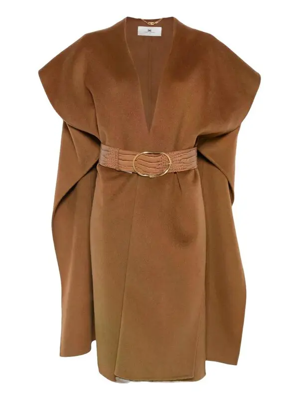 Elisabetta Franchi Wool Cape - Brown