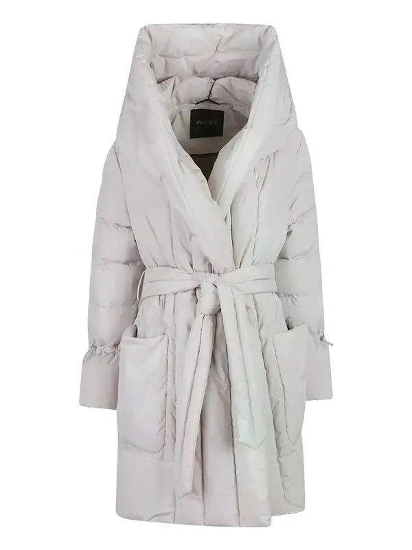 MOORER Belted Wrap Coat - Neutrals