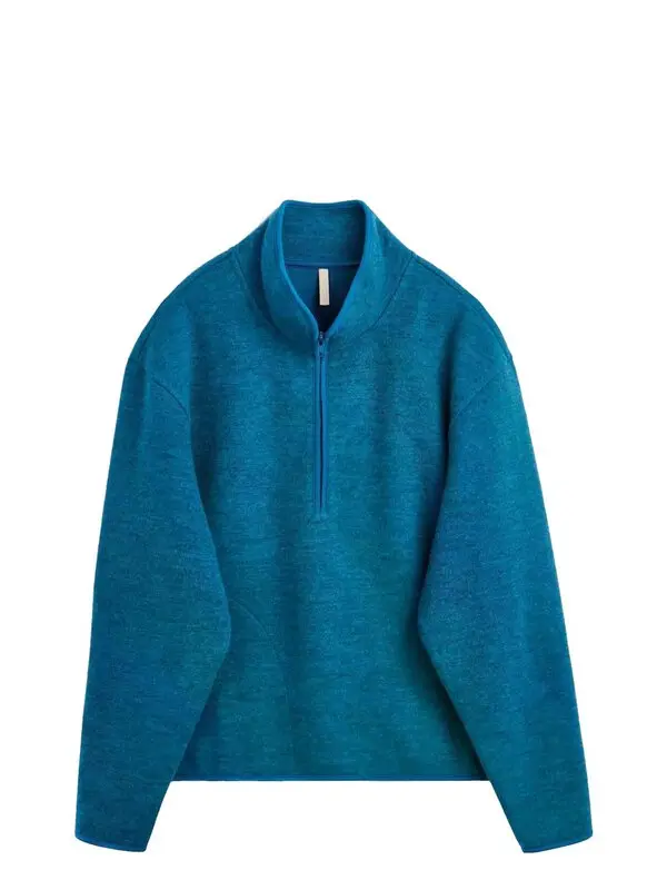 SUNFLOWER Half-zip Wool Sweatshirt - Blue