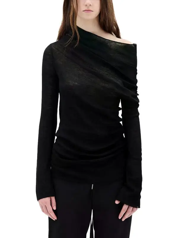 ANN DEMEULEMEESTER Tizziana Drop-shoulder Long-sleeve Top - Black