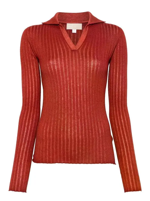120% Lino Ribbed-knit Jumper - Red