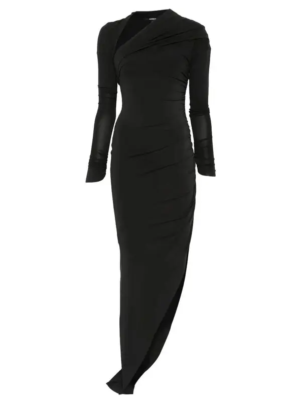 Amen Asymmetric Draped Dress - Black