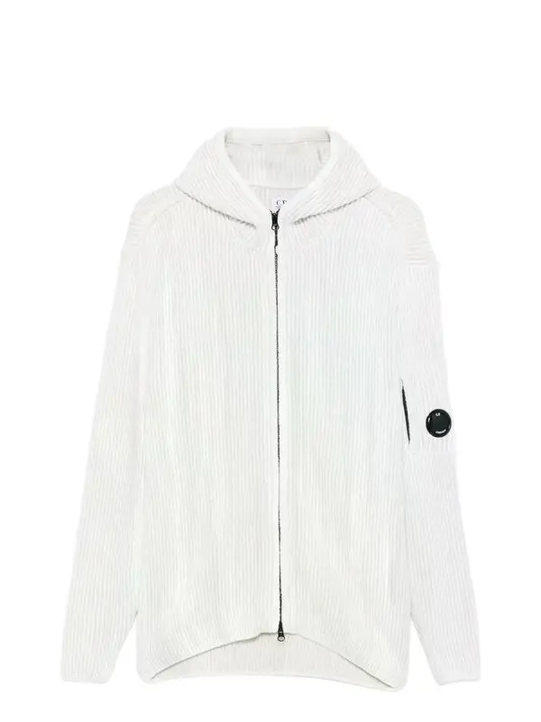 C.P. COMPANY Zip-up Hoodie With Lens Detail - White