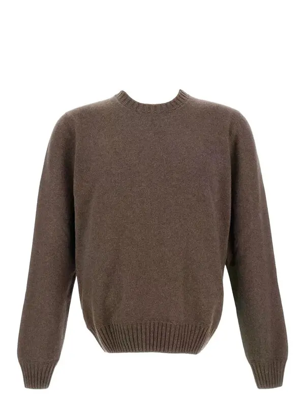 GRAN SASSO Ribbed Crew-neck Cashmere Sweater - Brown