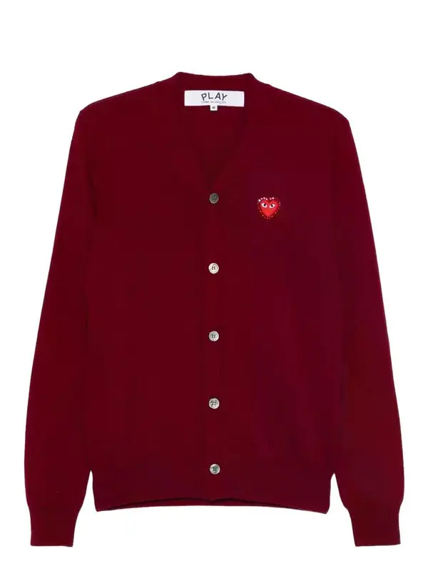 Play Comme Des Garcon Logo-patch Cardigan - Red