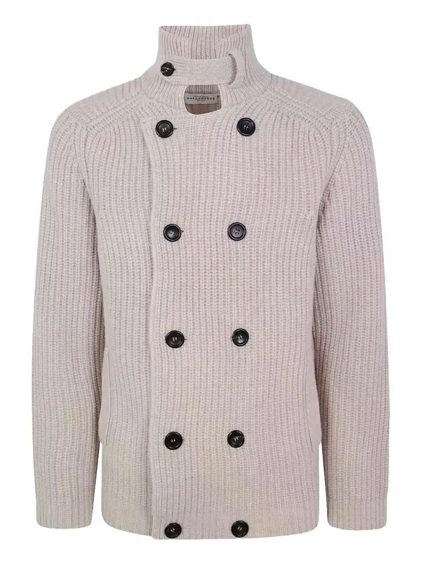 BALLANTYNE Ribbed Wool Double-breasted Cardigan - Neutrals