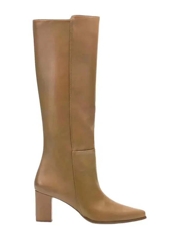 FLATTERED Leather Knee-high Boots With Zip Detail - Neutrals