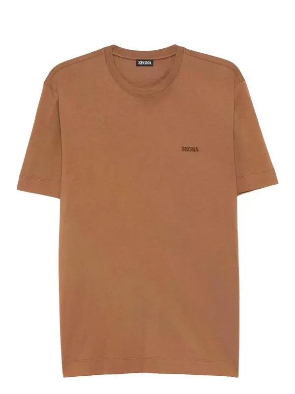 Zegna Logo-embroidered T-shirt - Brown