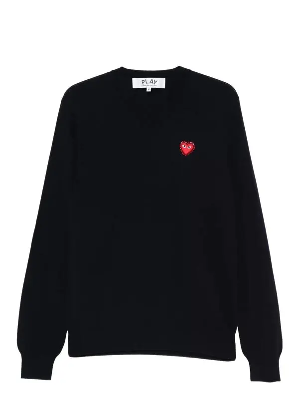 Play Comme Des Garcon Heart-emblem V-neck Sweater - Blue