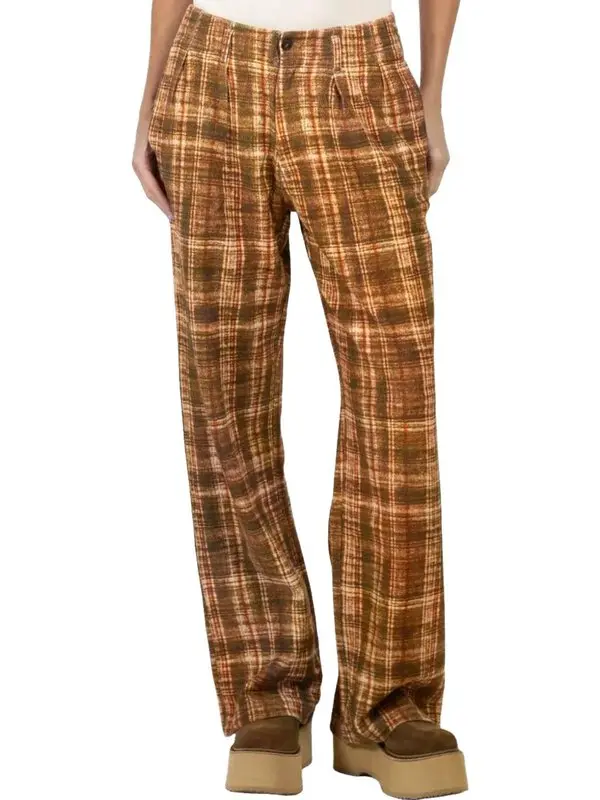 R13 Pleated Checked Pants - Brown
