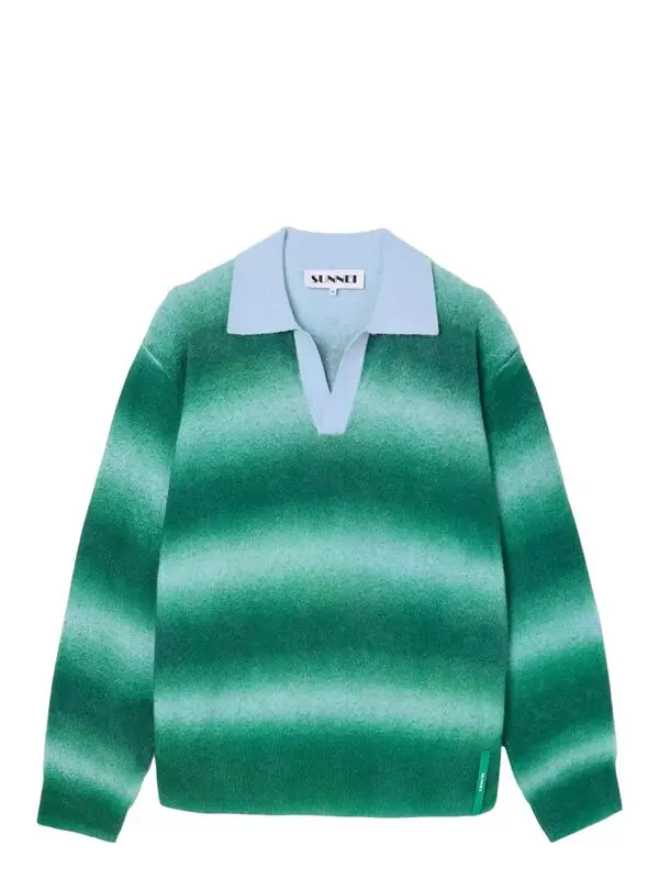 Sunnei Ombré Polo-collar Sweater - Green