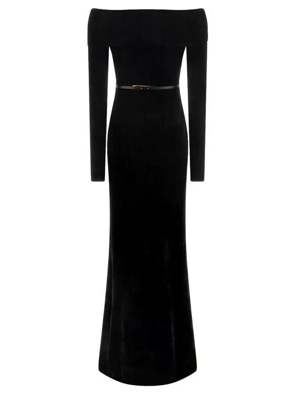 Elisabetta Franchi Off-shoulder Belted Dress - Black