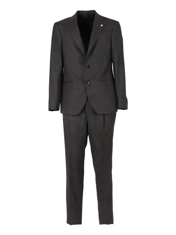 LUIGI BIANCHI MANTOVA Single-breasted Wool Suit - Black