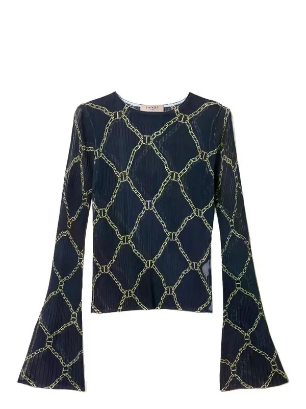 TWINSET Chain-print Flared-sleeve Sweater - Blue