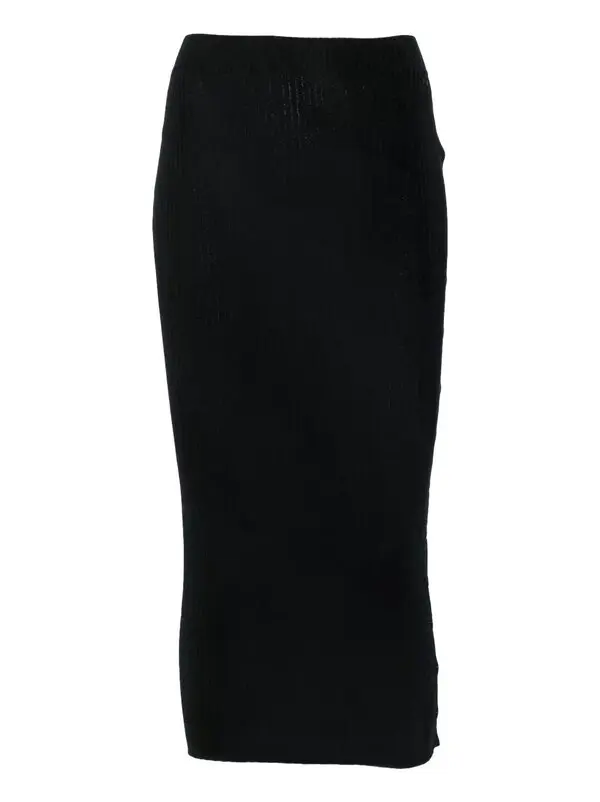 COURREGES Ribbed Knit Midi Skirt - Black