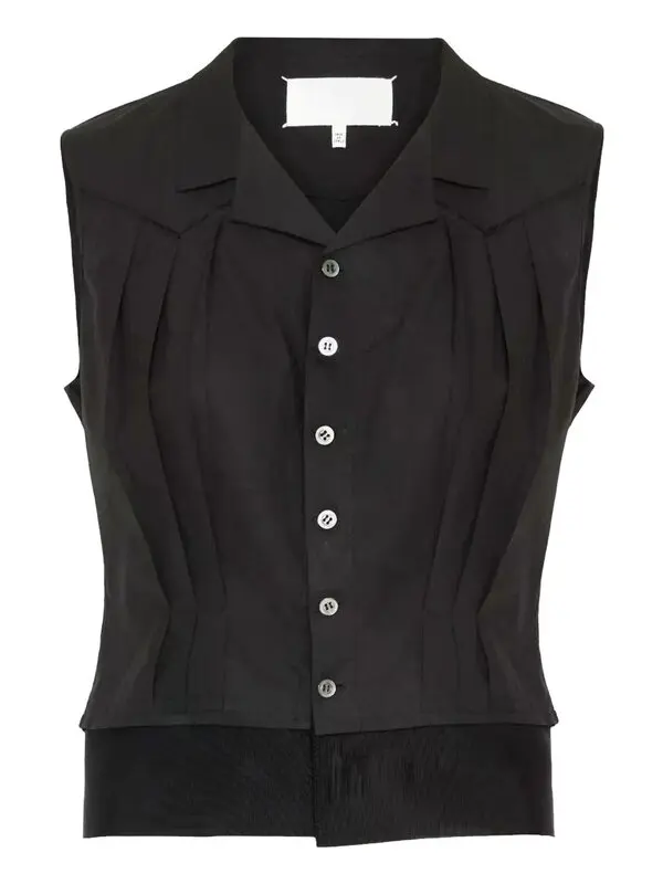 MAISON MARGIELA Pleated Button-up Vest - Black