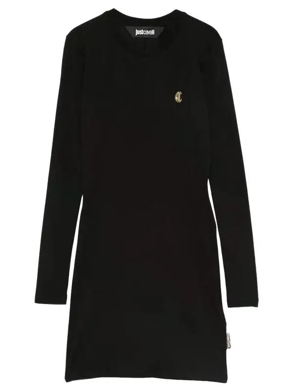 Just Cavalli Logo-plaque Long-sleeve Mini Dress - Black