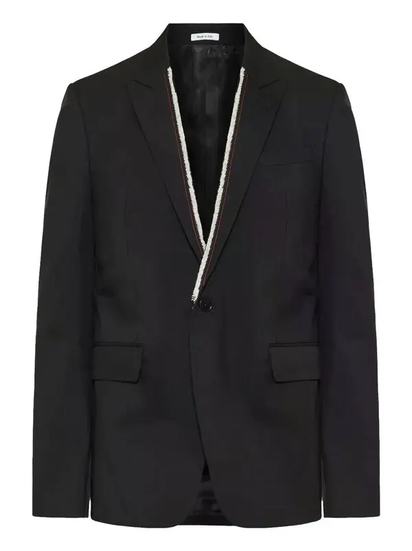 Alexander McQueen Single-button Frayed-detail Jacket - Black