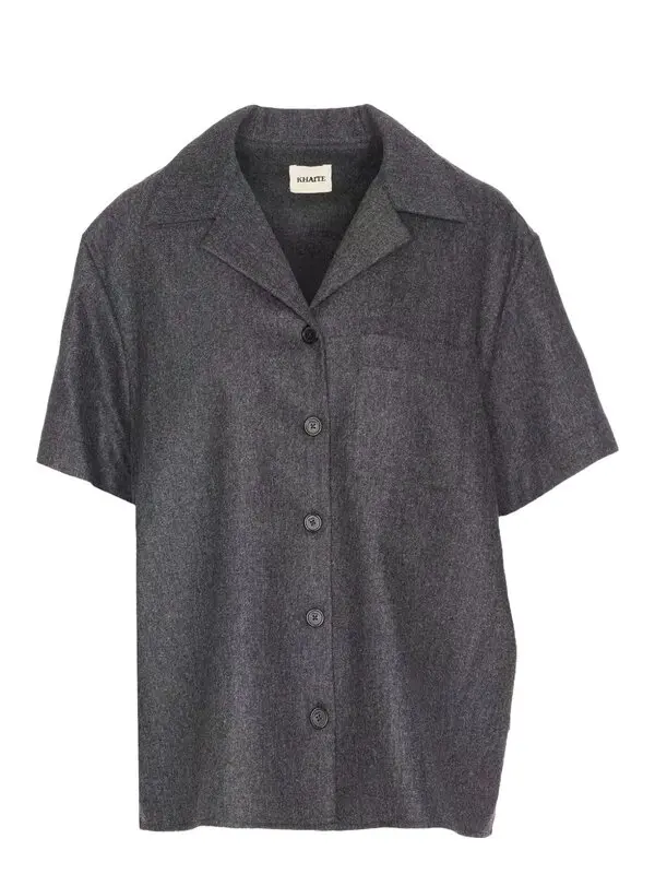Khaite Riordan Buttoned Short-sleeve Shirt - Grey