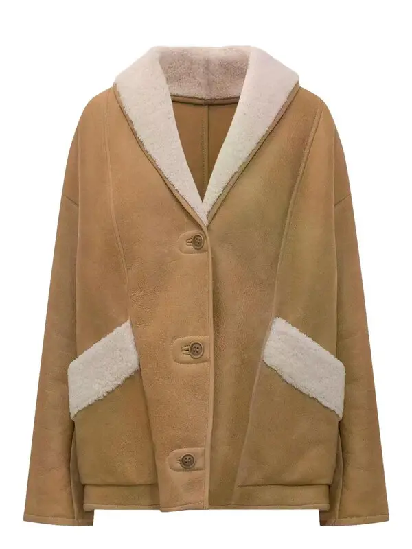 SALVATORE SANTORO Sheepskin Panelled Coat - Brown