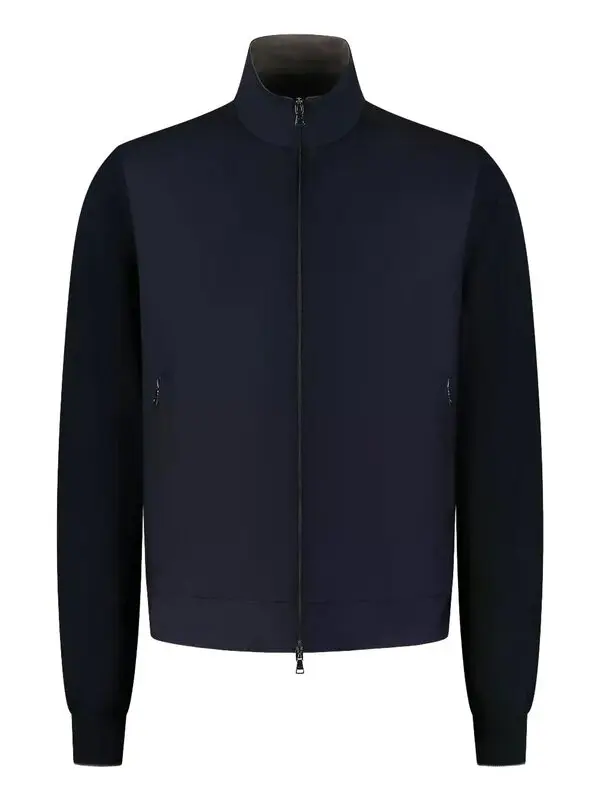 Paul & Shark Knitted-panel Zip-up Jacket - Blue