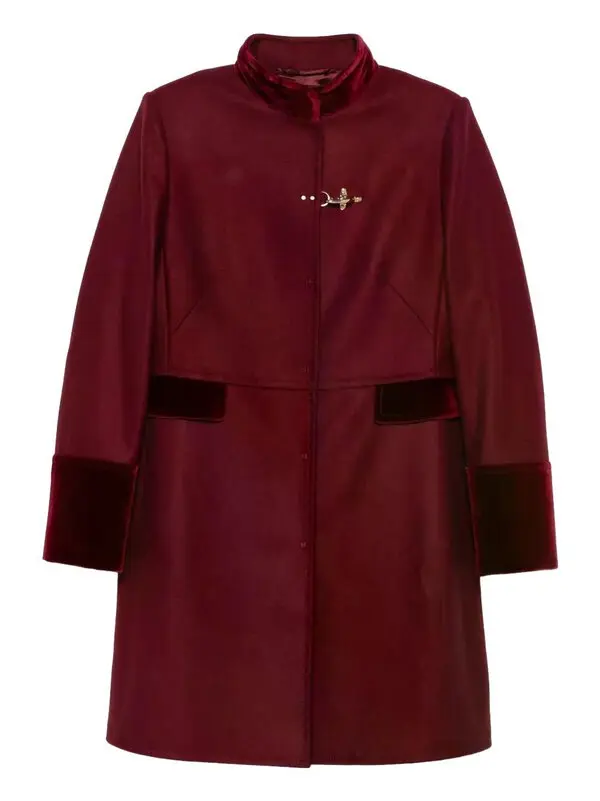 FAY Velvet-trimmed Coat - Red