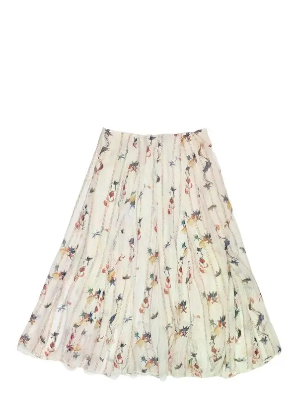 Bimba Y Lola Pleated Floral-print Skirt - Neutrals