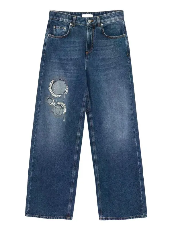 AREA Crystal-embellished Jeans - Blue