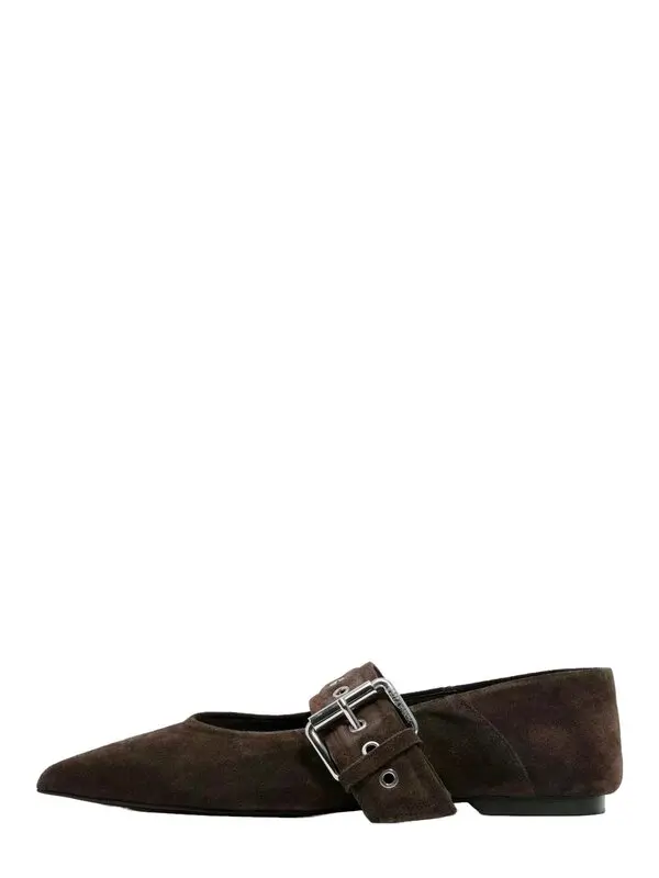 Bimba Y Lola Buckle-strap Pointed Ballet Flats - Brown