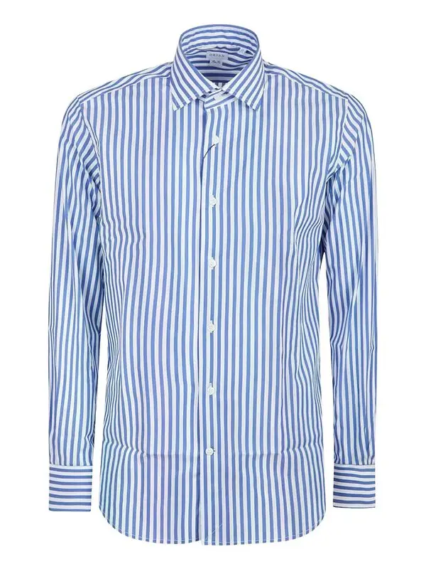 ORIAN Striped Cotton Shirt - Blue