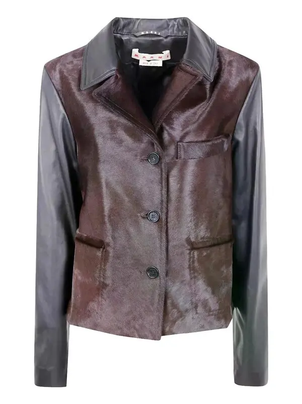 Marni Calf-hair Leather Jacket - Brown