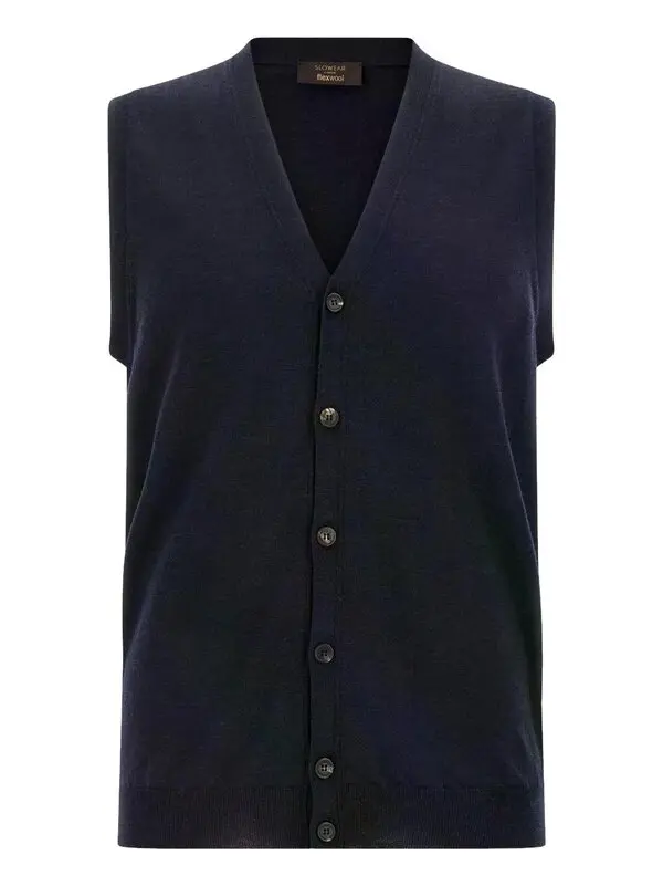 ZANONE V-neck Sleeveless Cardigan - Blue