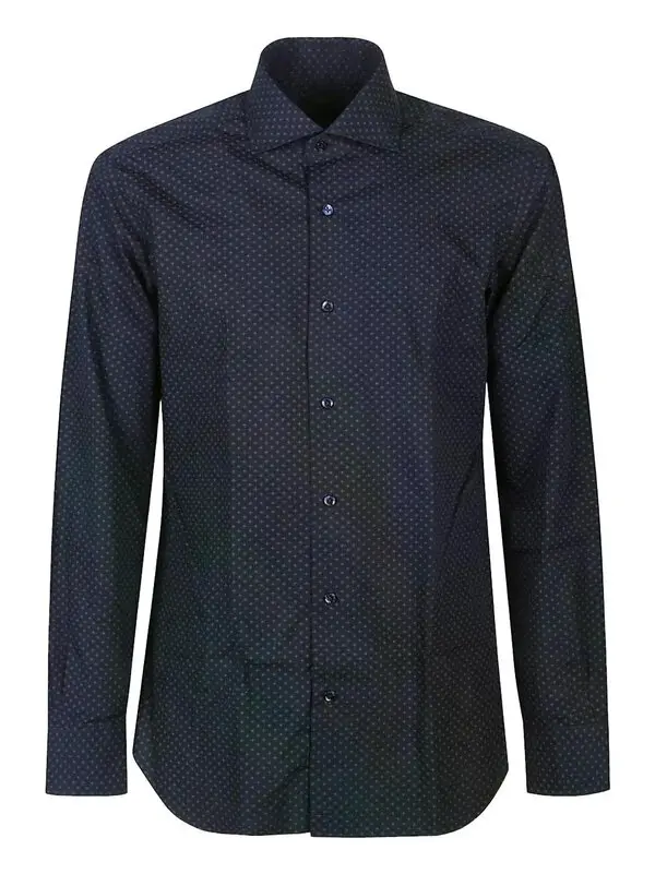 BARBA NAPOLI Printed Cotton Shirt - Blue