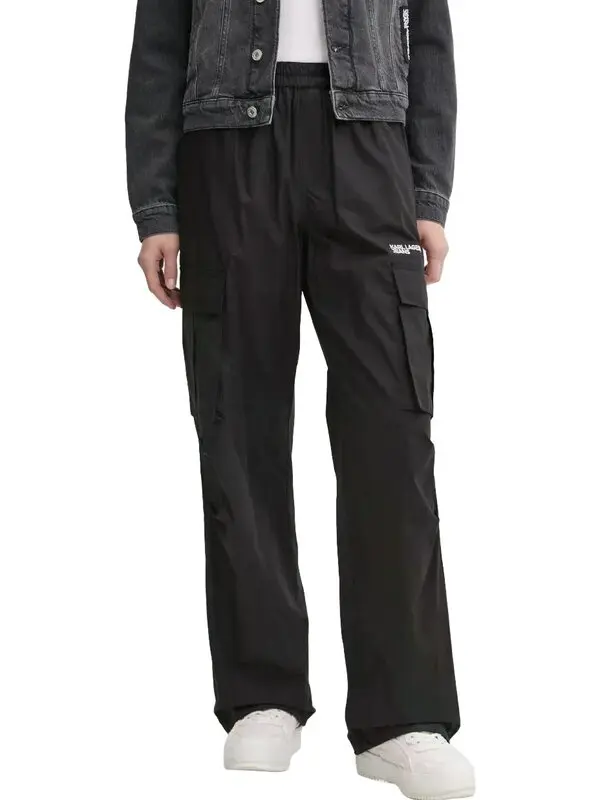 Karl Lagerfeld Logo-embroidered Cargo Pants - Black