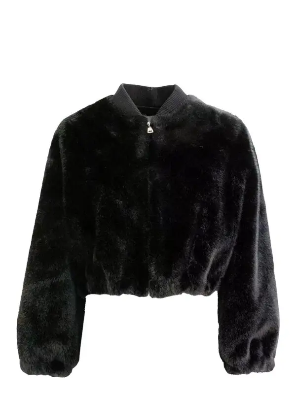 VALENTINI 1972 Long-sleeve Faux-fur Bomber Jacket - Black