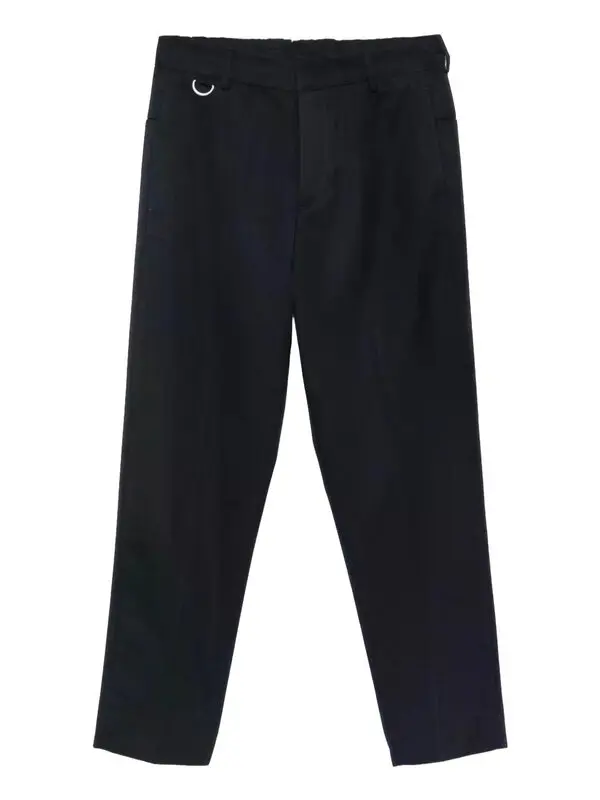 LOW BRAND Ring-detail Straight-leg Trousers - Blue