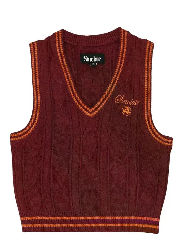 SINCLAIR Cable-knit V-neck Vest - Red