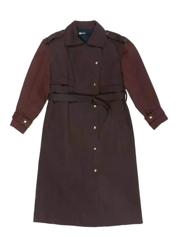 Bimba Y Lola Belted Two-toned Trench Coat - Red