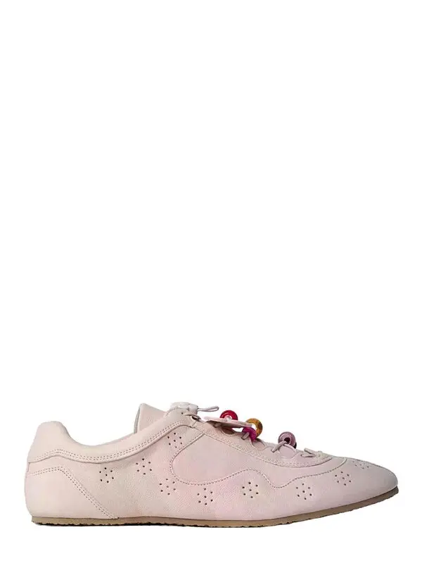Cecilie Bahnsen Beaded Lace-up Leather Sneakers - Pink