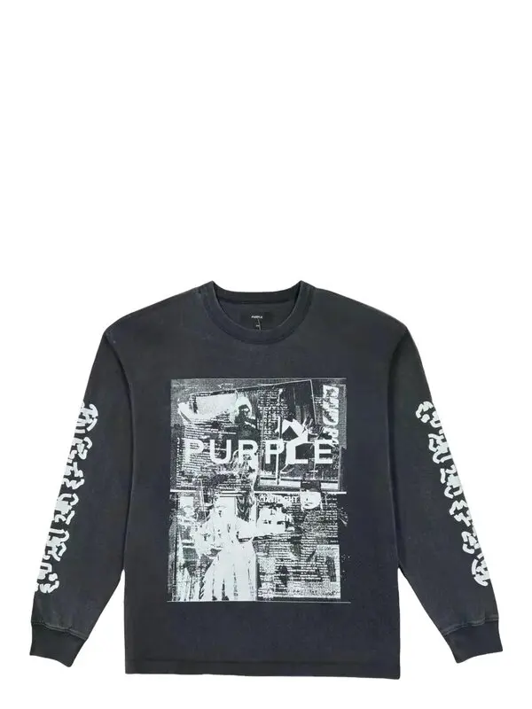 PURPLE BRAND Graphic-print Long-sleeve T-shirt - Black