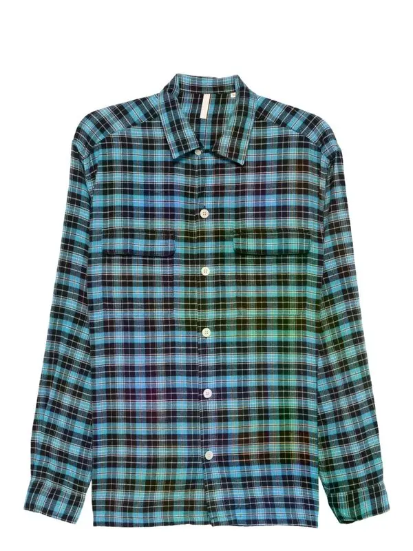 SUNFLOWER Pocket Checked Shirt - Blue