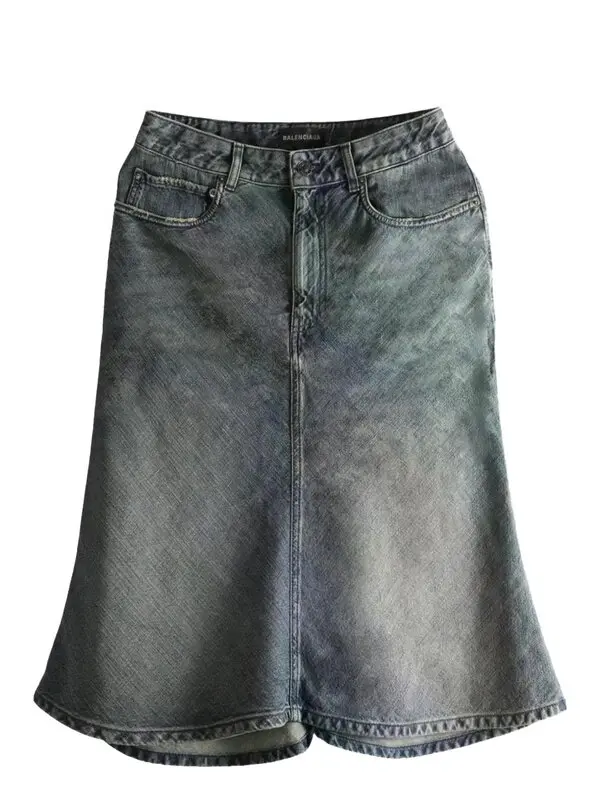 Balenciaga Flared Denim Skirt - Blue