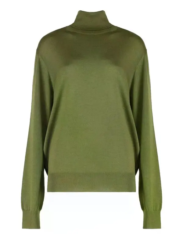 Saint Laurent Turtleneck Wool-cashmere Blend Sweater - Green