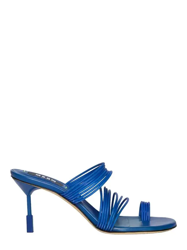MSGM Heeled Leather Sandals - Blue
