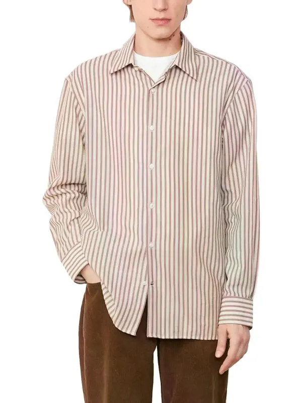 Officine Générale Striped Long-sleeve Shirt - Brown