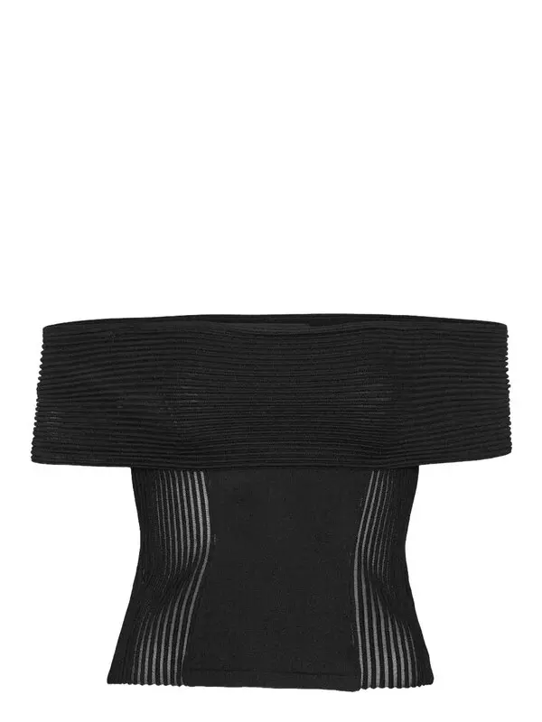 Remain Birger Christensen Knitted Off-shoulder Top - Black