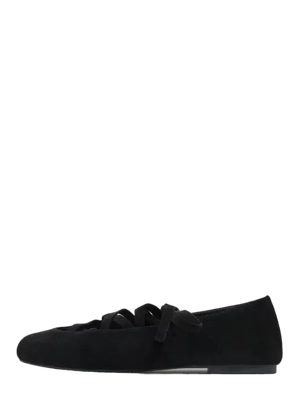 Bimba Y Lola Lace-up Suede Flat Pumps - Black